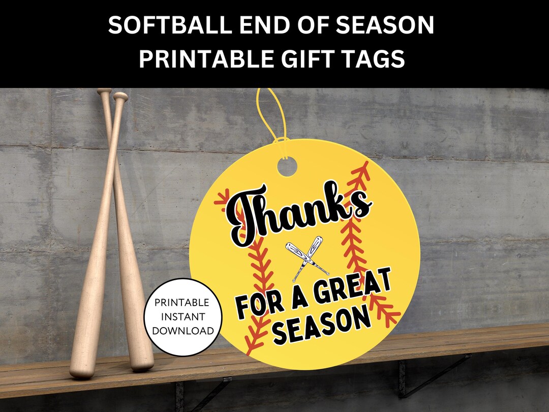Softball Gift Tags for End of Season Gift Bag Tags for Softball Snack ...