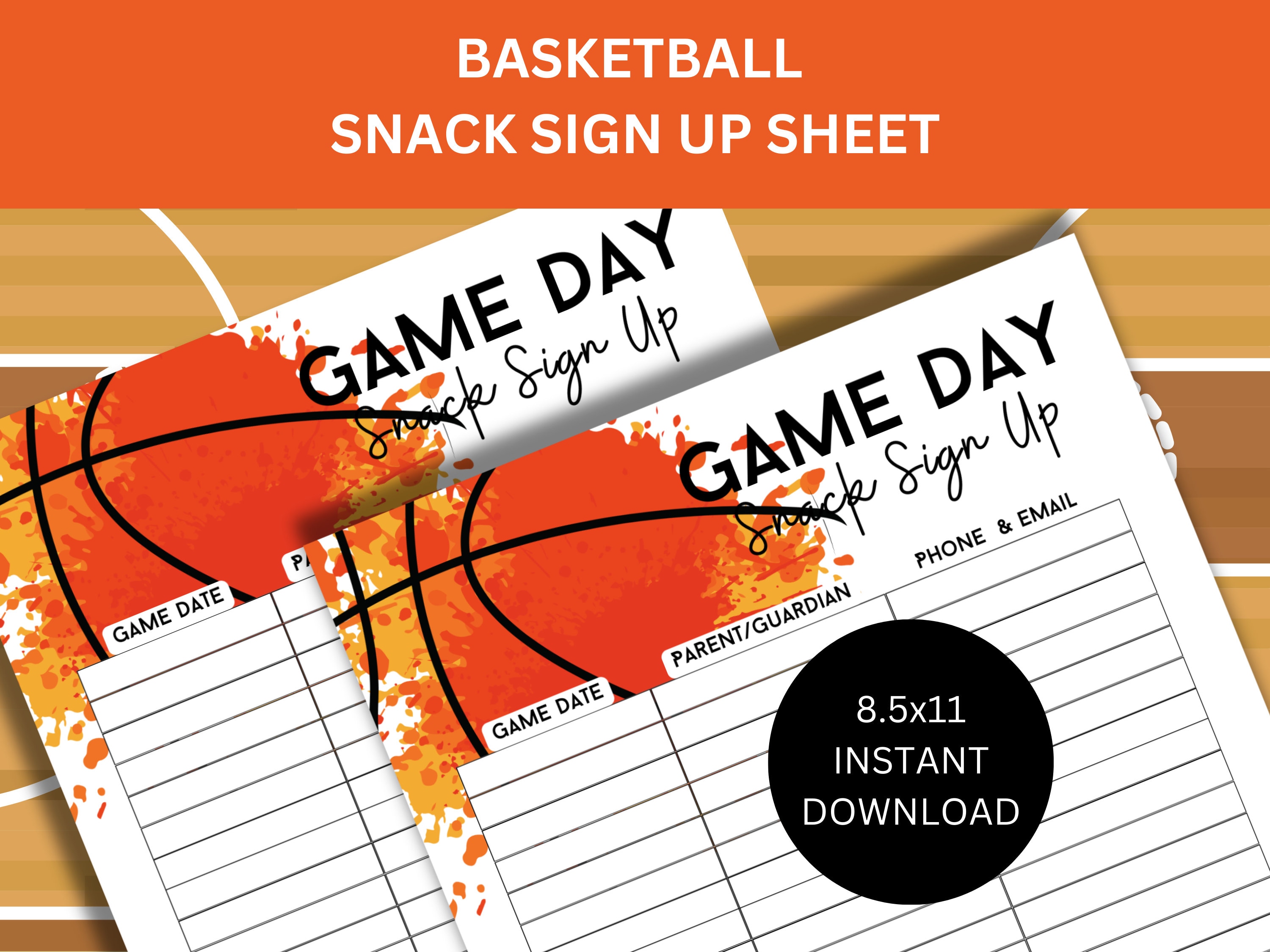 Basketball Snack Sign up Sheet Printable Basketball Snack Schedule ...