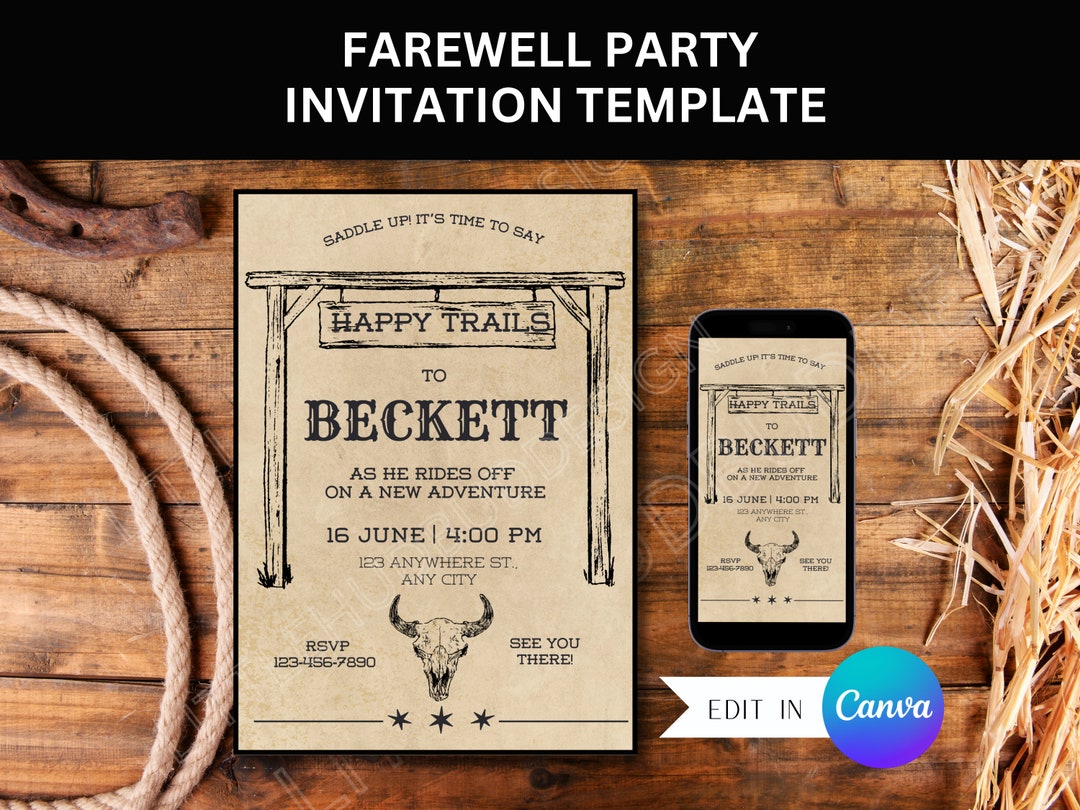 Editable Farewell Party Invitation for Going Away Party Invite Template ...