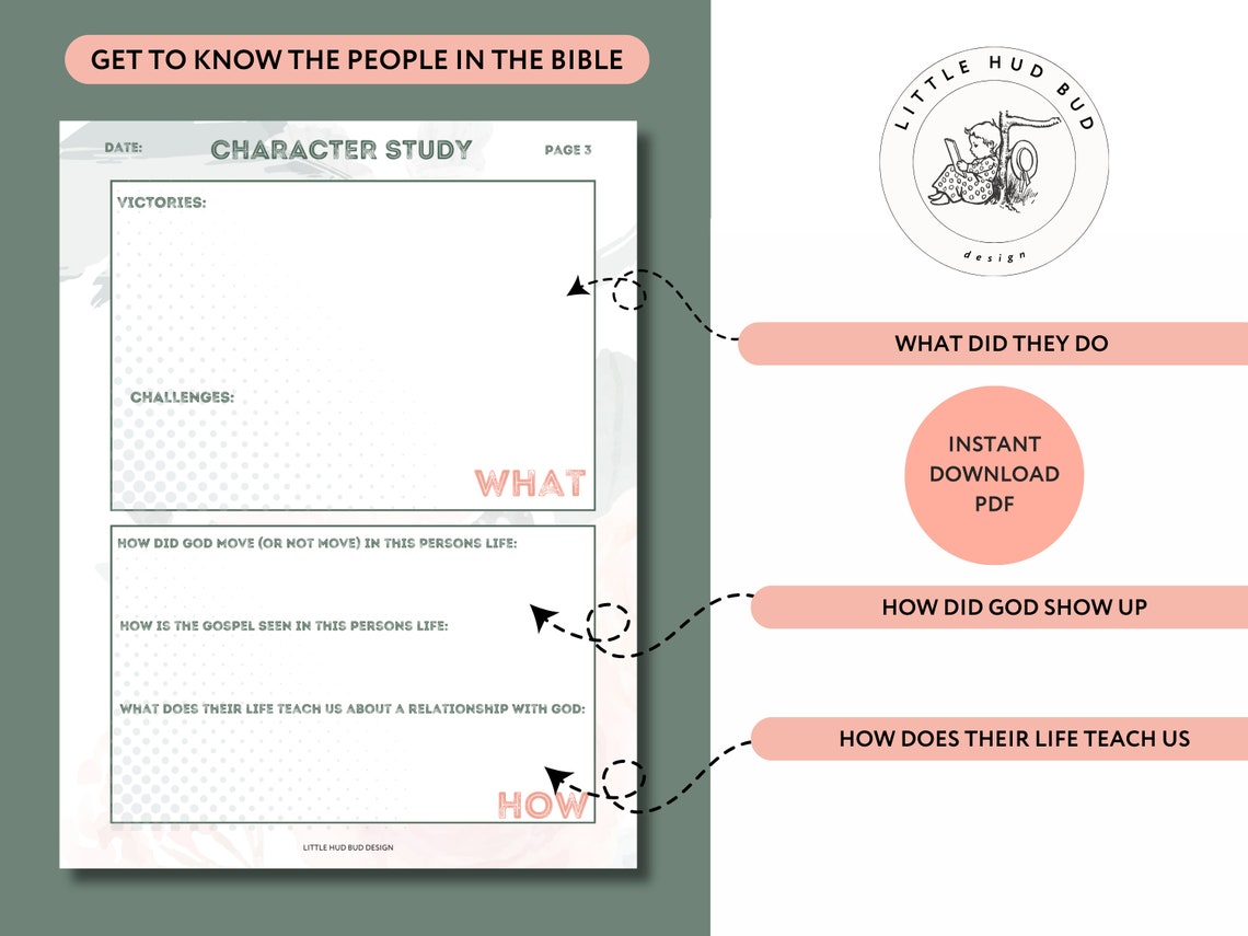 Bible Character Study Printable Instant Download Bible Study Guide for ...
