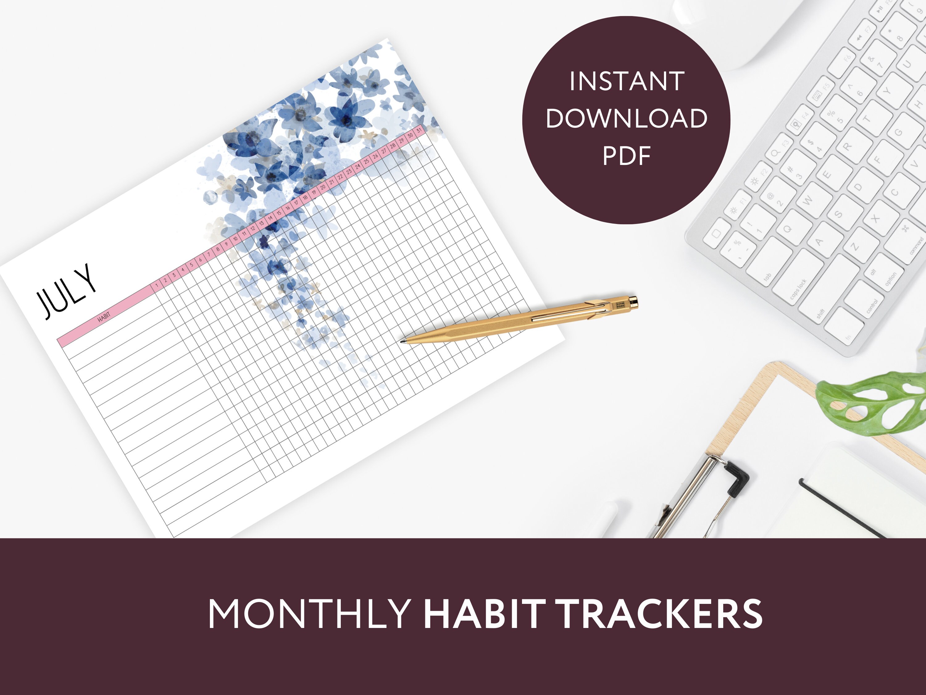 Monthly Habit Tracker Printable Daily Habit Tracker Printable Yearly ...