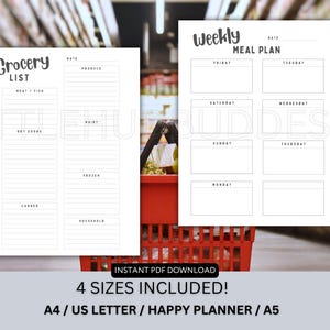 Grocery List and Weekly Meal Planner Printable Template for Weekly Menu ...