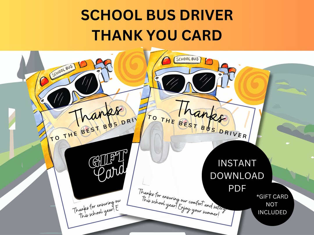 School Bus Driver Thank You Card Bus Driver Gift Bus Driver ...