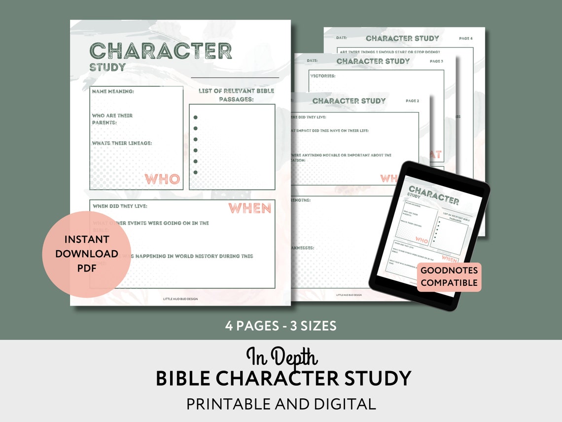 Bible Character Study Printable Instant Download Bible Study Guide for ...