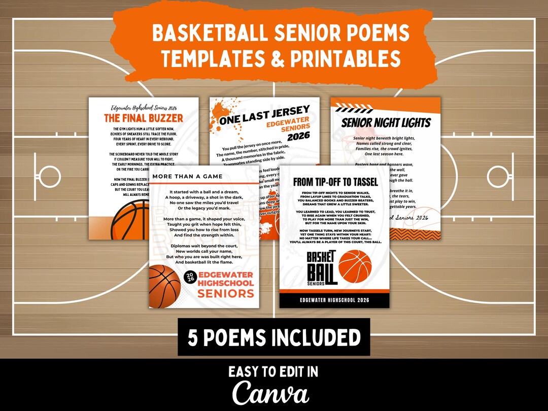 Editable Basketball Senior Night Gift Poems Basketball Senior Letter ...