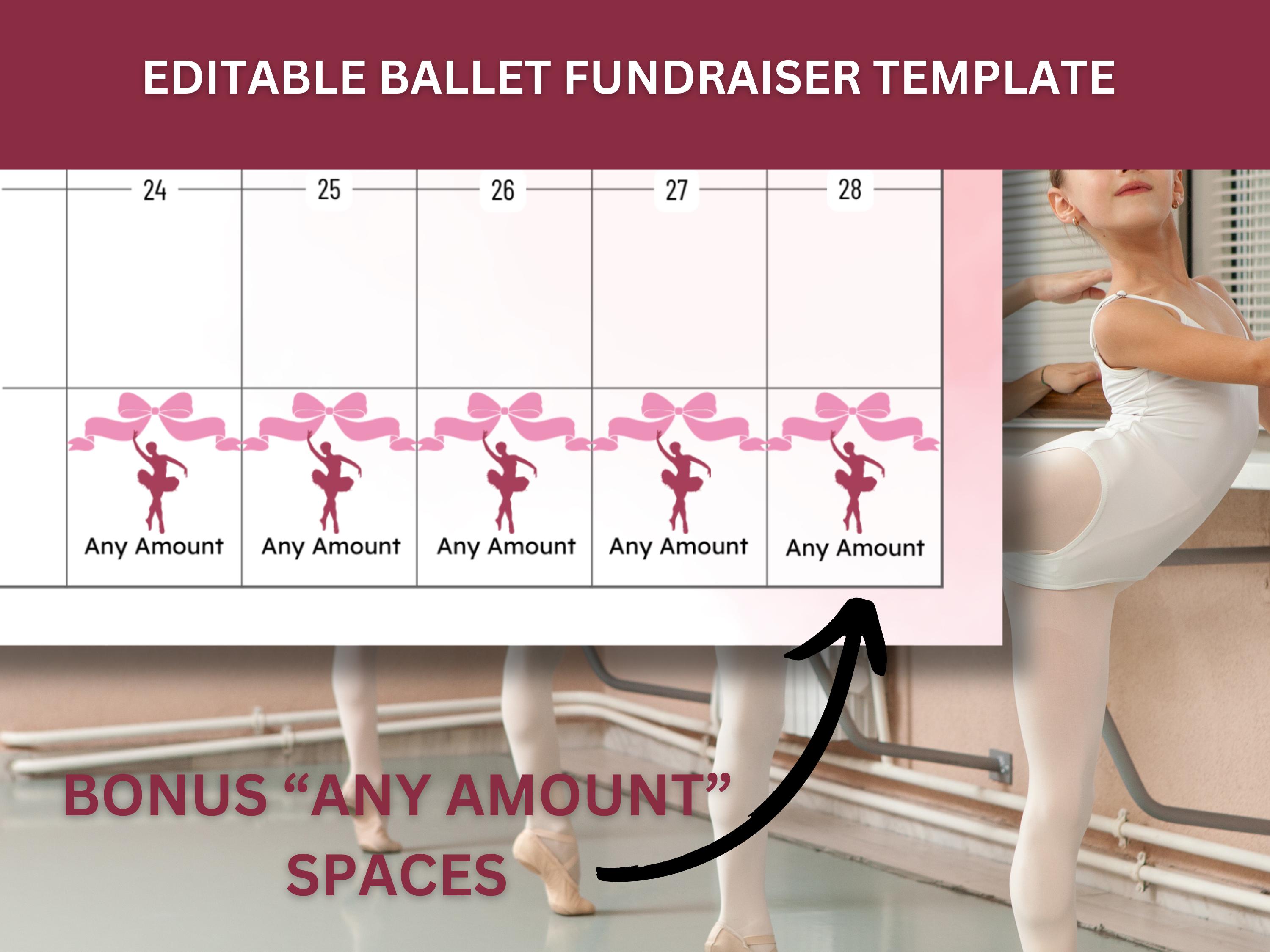 Editable Ballet Calendar Fundraiser for Dance Pick a Date to Donate ...