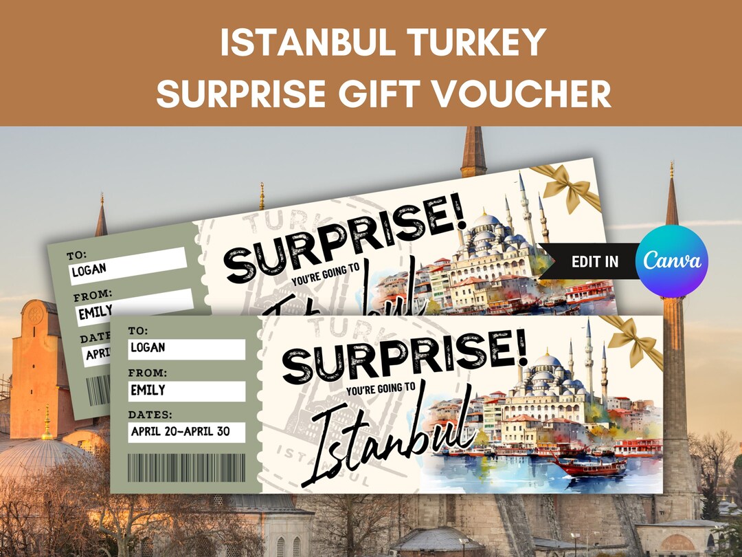 Istanbul Surprise Trip Ticket Gift to Istanbul Turkey Vacation Gift ...