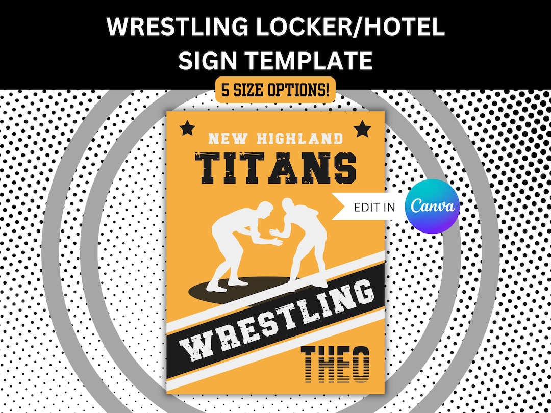 Wrestling Locker Sign Template for Wrestling Meet Sign for High School ...