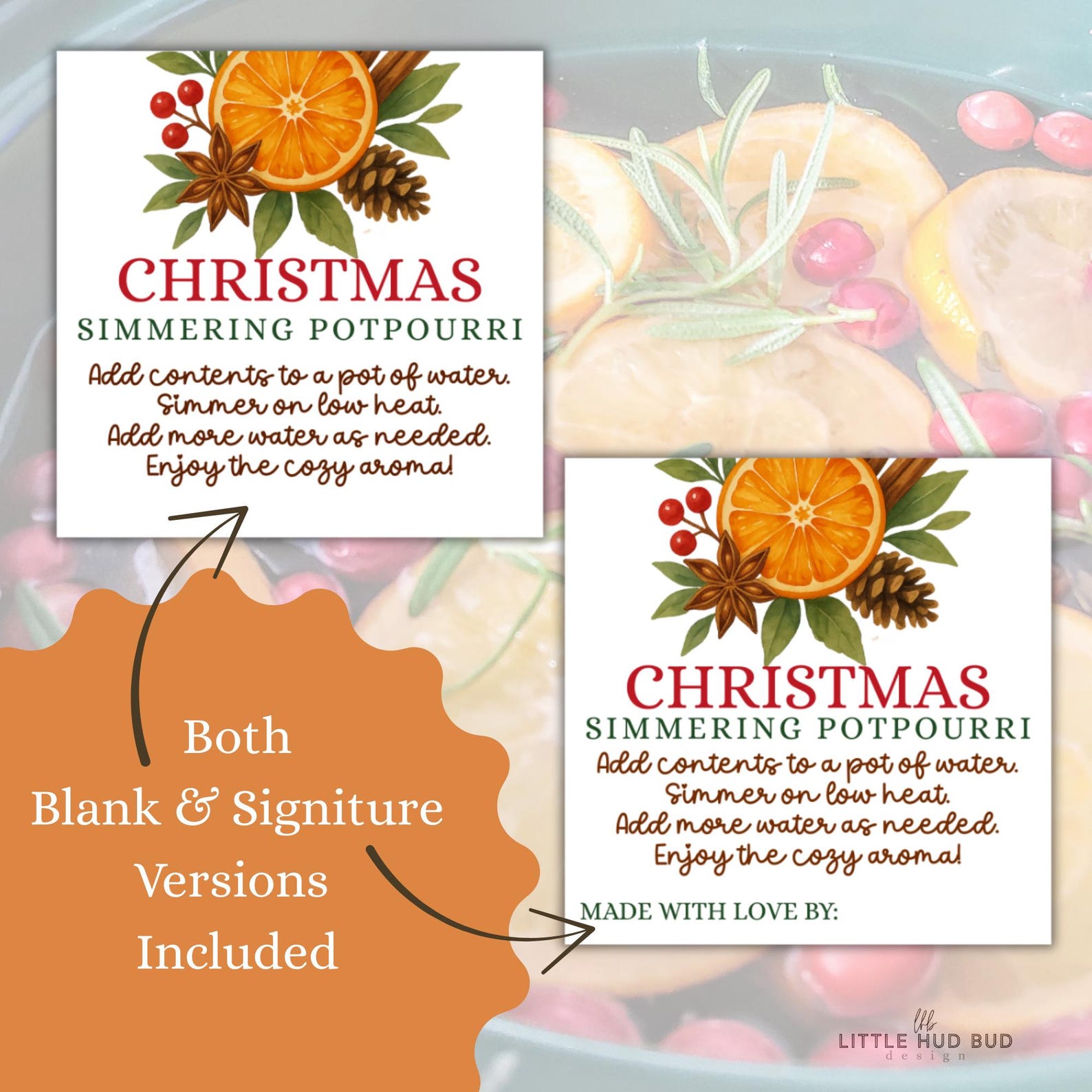 Christmas Potpourri Gift Tag for Simmering Pot Gift Holiday Stove Top ...