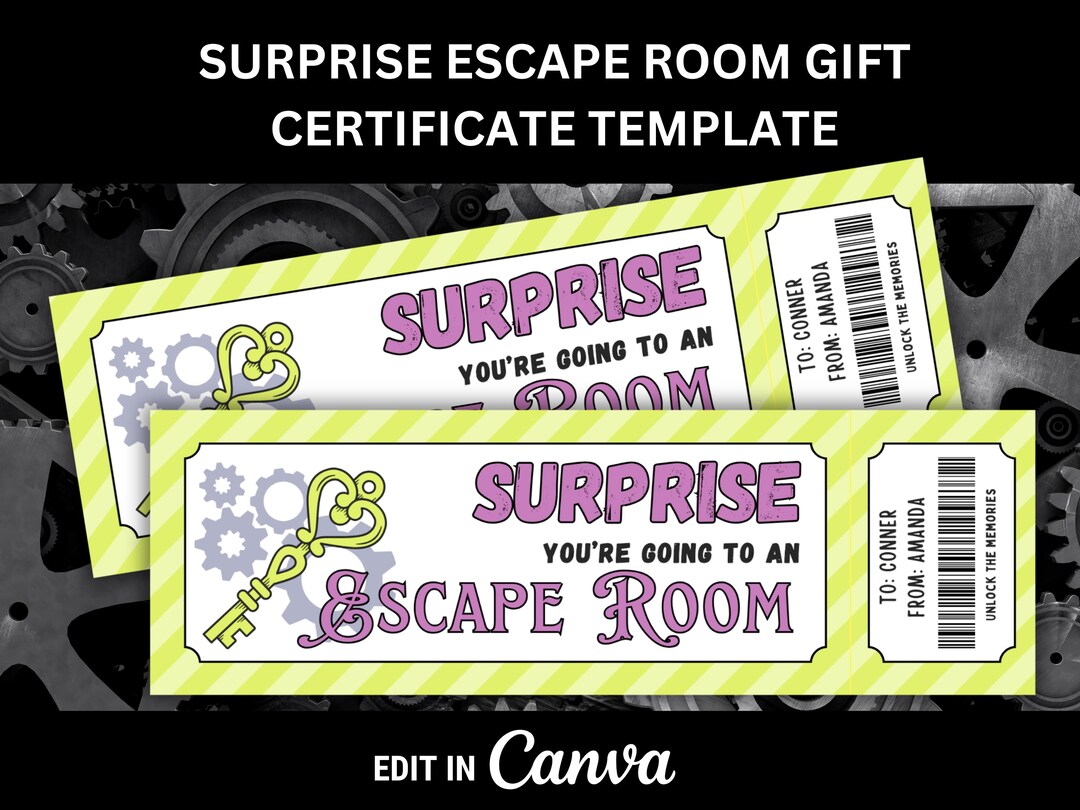 Escape Room Gift Voucher for Surprise Gift Ticket to Escape Room ...