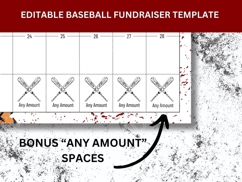 Editable Baseball Calendar Fundraiser for Baseball Pick a Date to ...