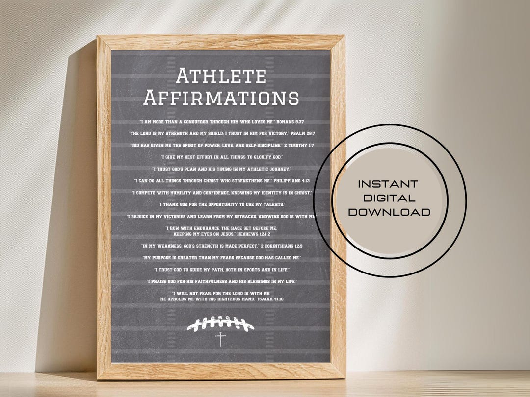 Christian Football Bible Affirmation for Athele Poster for Football ...