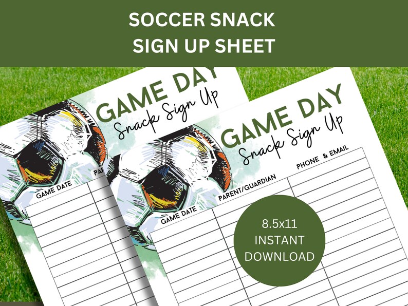 Printable Soccer Snack Schedule for Snacks Soccer Snack Sign up Sheet ...