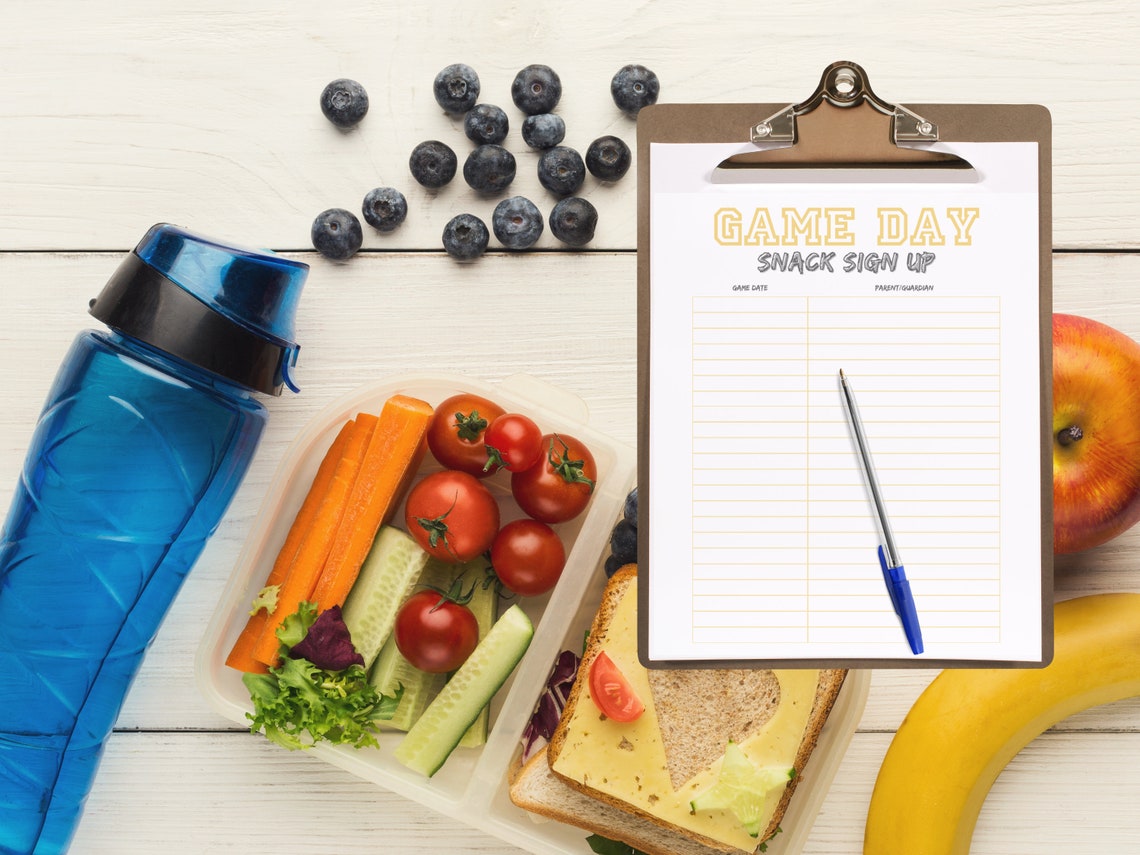 Printable Snack Sign up Sheet for Game Day Snack Sign up Sheet for ...