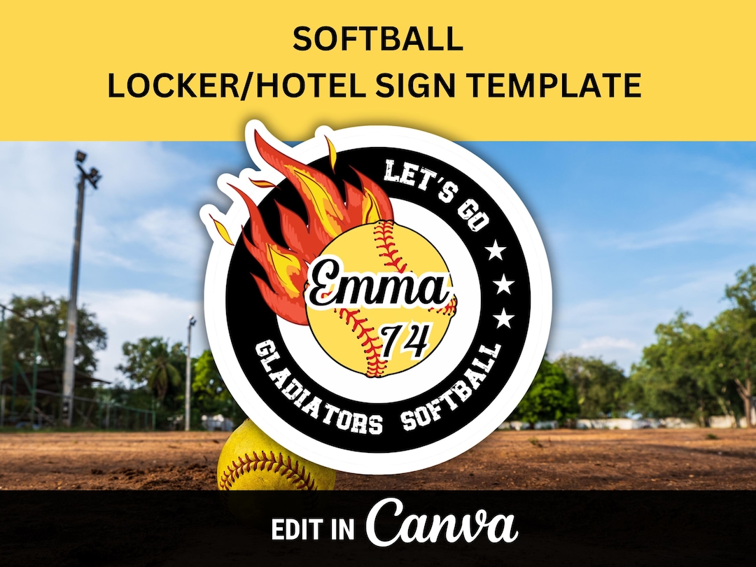 Softball Locker Sign Template for Softball Tournament Sign for Hotel ...