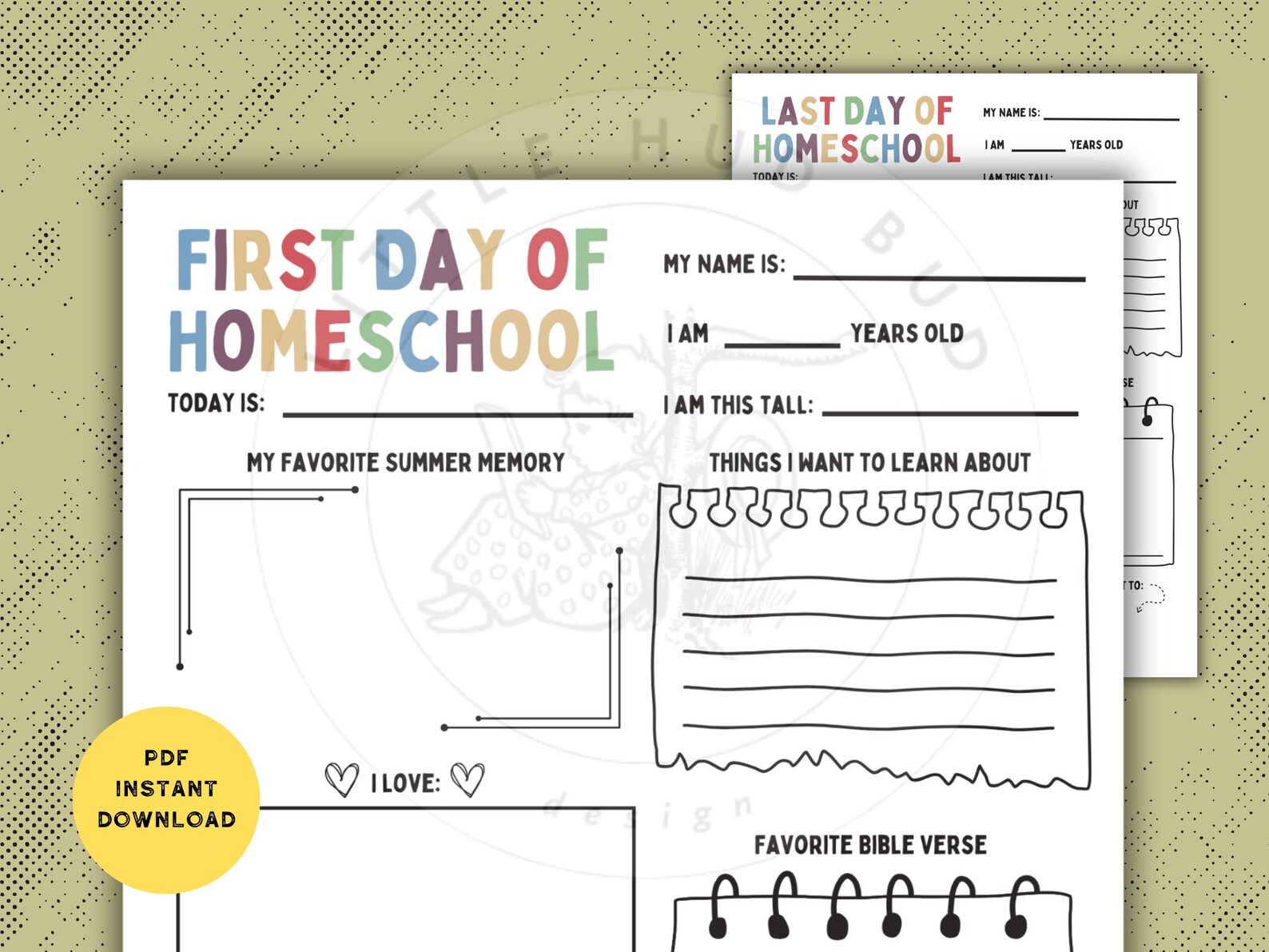 First Day of Homeschool Questionnaire All About Me Back to School ...