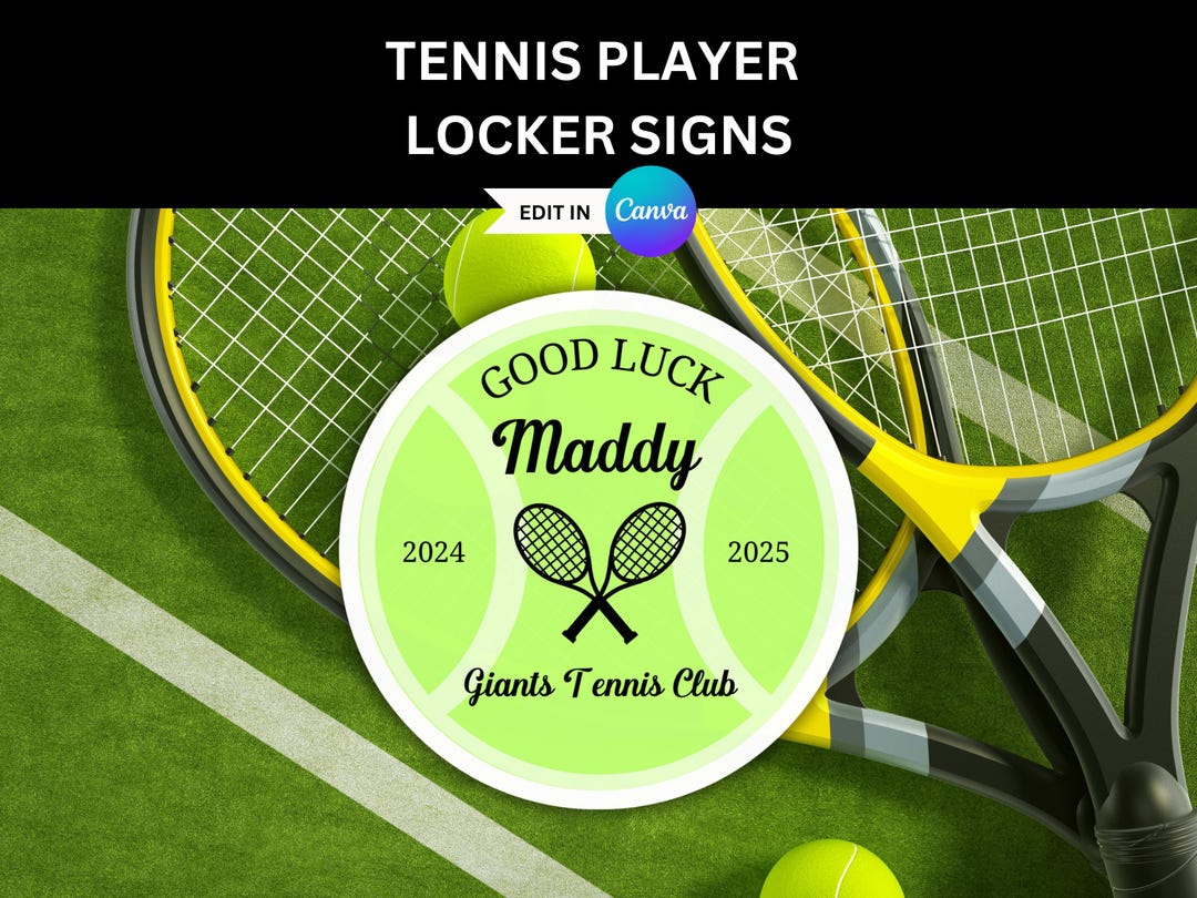 Tennis Locker Sign Template for Tennis Player Sign for Hotel Door Sign ...