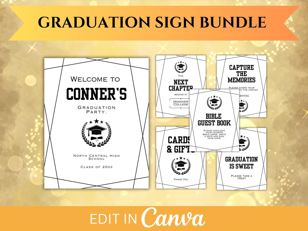 Graduation Party Sign Bundle Printable Graduation Sign Template ...