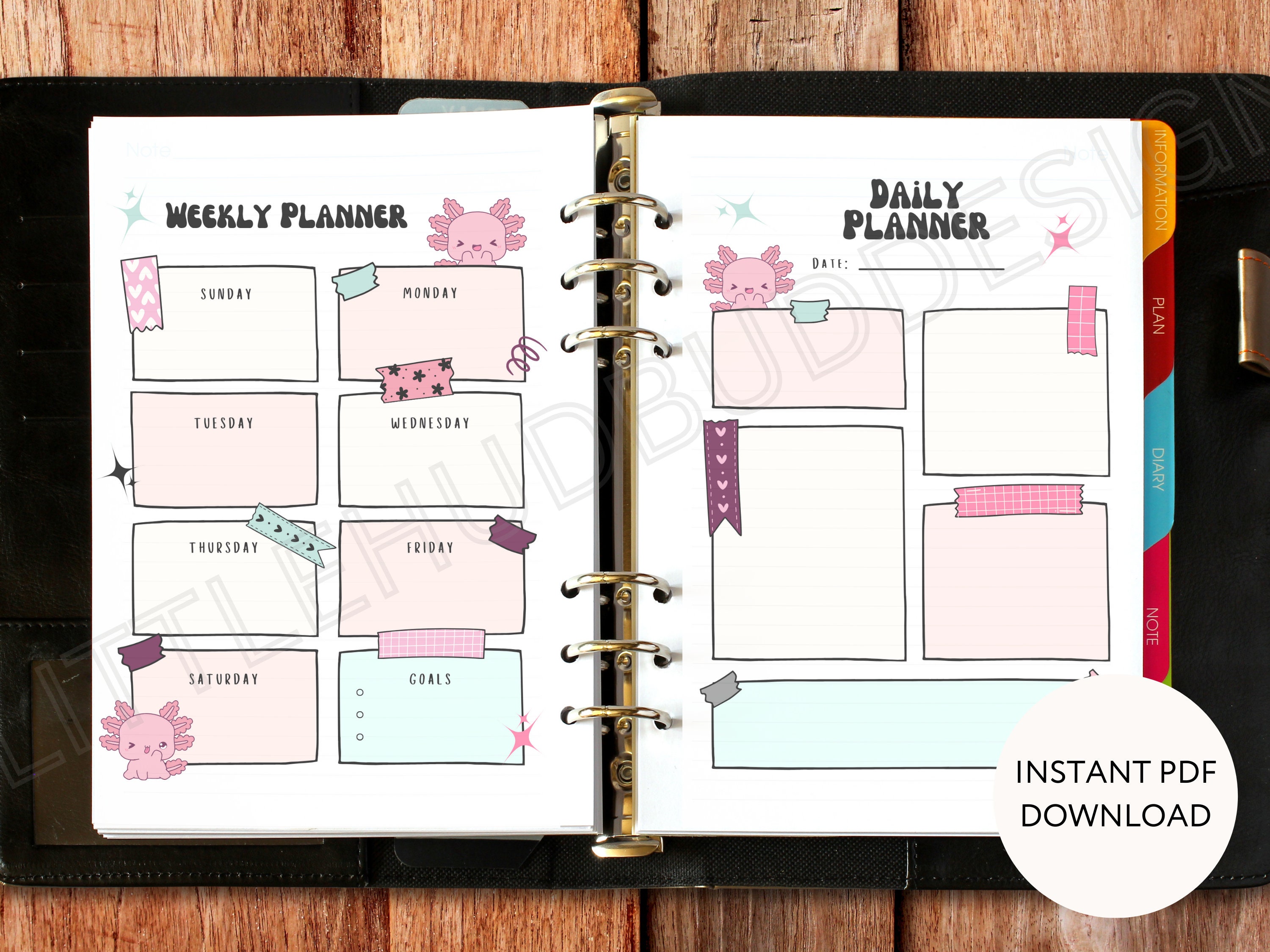 Digital Axolotl Themed Planner for Teen and Tweens Printable Planner ...