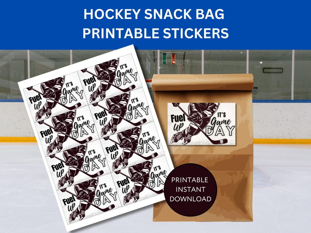 Printable Hockey Snack Bag Tag Stickers for Hockey Snack Duty Snack Bag ...