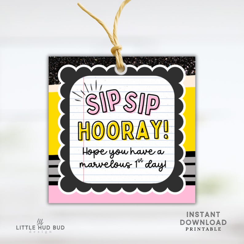 Sip Sip Hooray Back to School Teacher Tumbler Gift Tag for School Staff ...