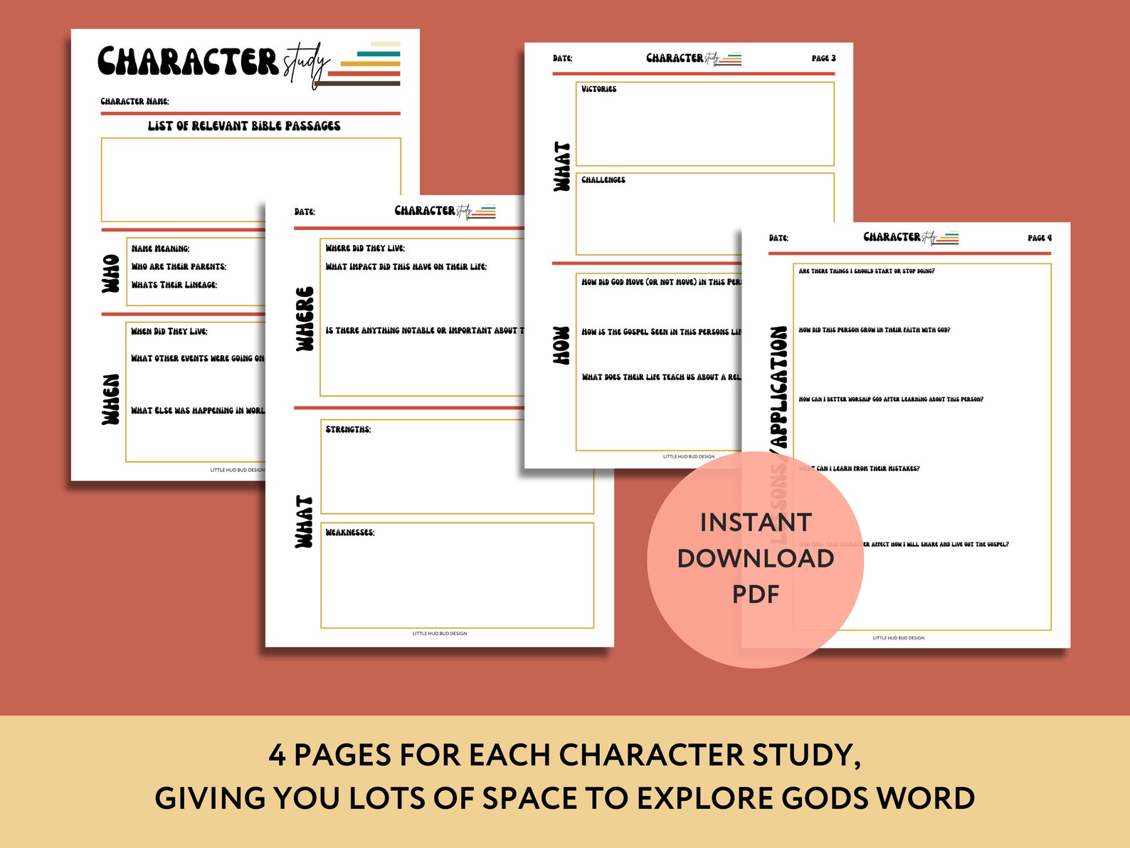 Bible Character Study Printable, Instant Download Bible Study Guide ...