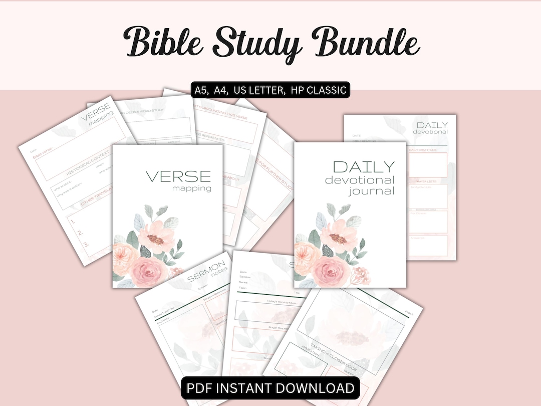 Bible Study Worksheet Bundle Printable Verse Mapping Printable ...