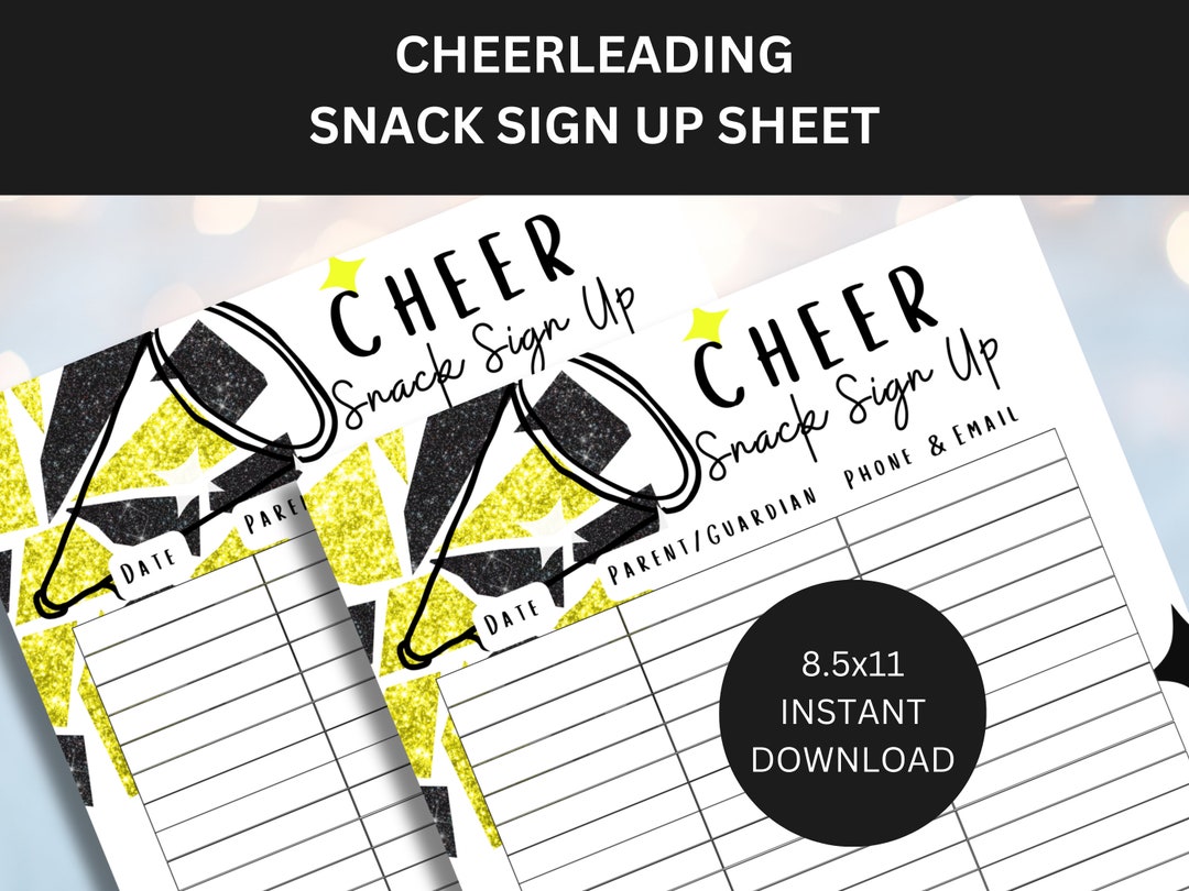 Cheer Snack Sign up Sheet Game Day Snack Schedule for Cheer Competition ...