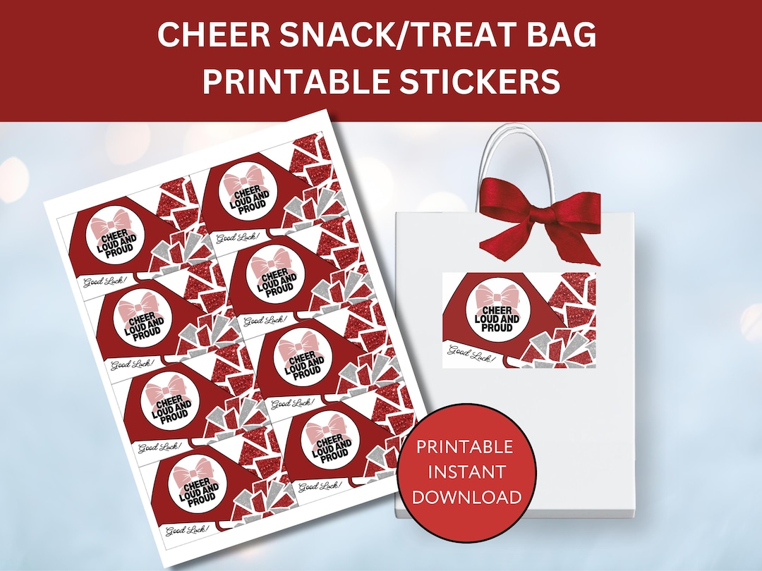 Cheer Snack Bag Tag for Cheerleading Treat Bag Sticker for Cheer ...