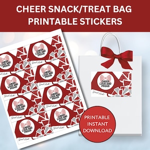 Cheer Snack Bag Tag for Cheerleading Treat Bag Sticker for Cheer ...
