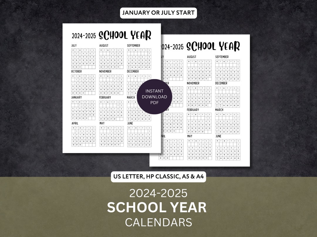 Academic Year Calendar 2024-2025 Homeschool Year at a Glance Printable ...