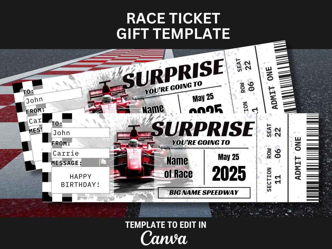 Formula 1 Race Ticket Template for Gift Ticket to F1 Race Ticket ...