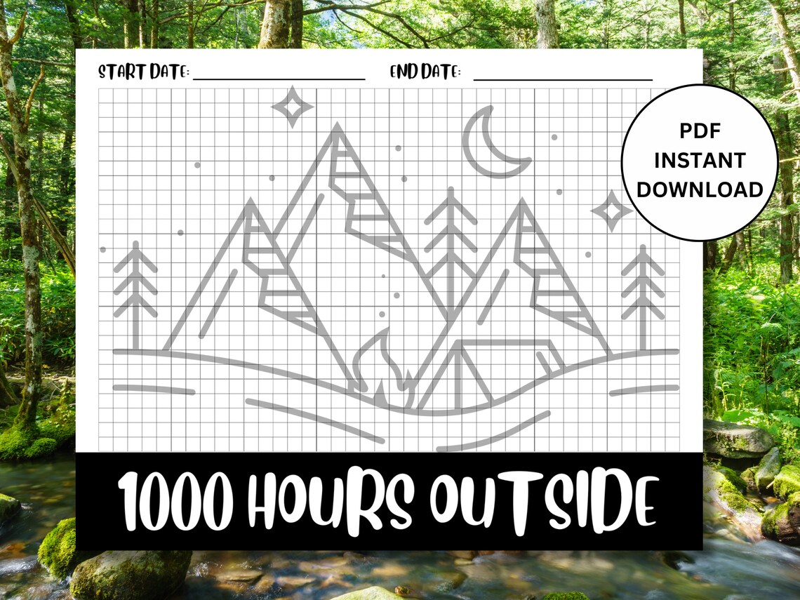 1000 Hours Outside Tracker Habit Tracker Outdoor Activity Log Outdoor ...