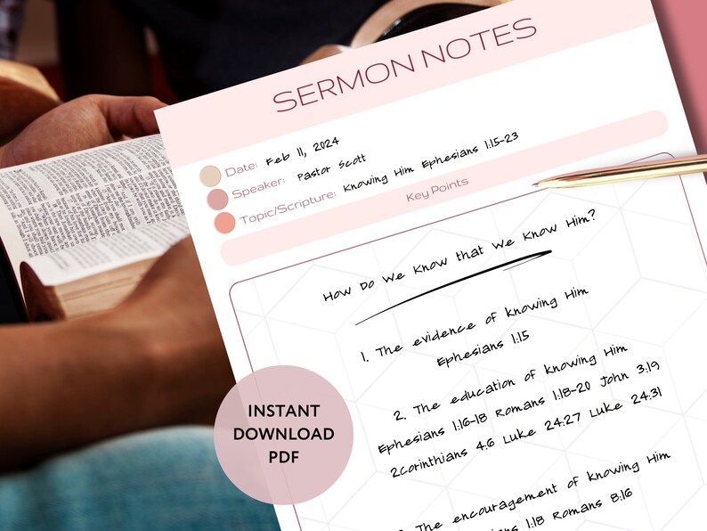 Printable Sermon Notes, Church Notes Instant Download, Bible Study ...
