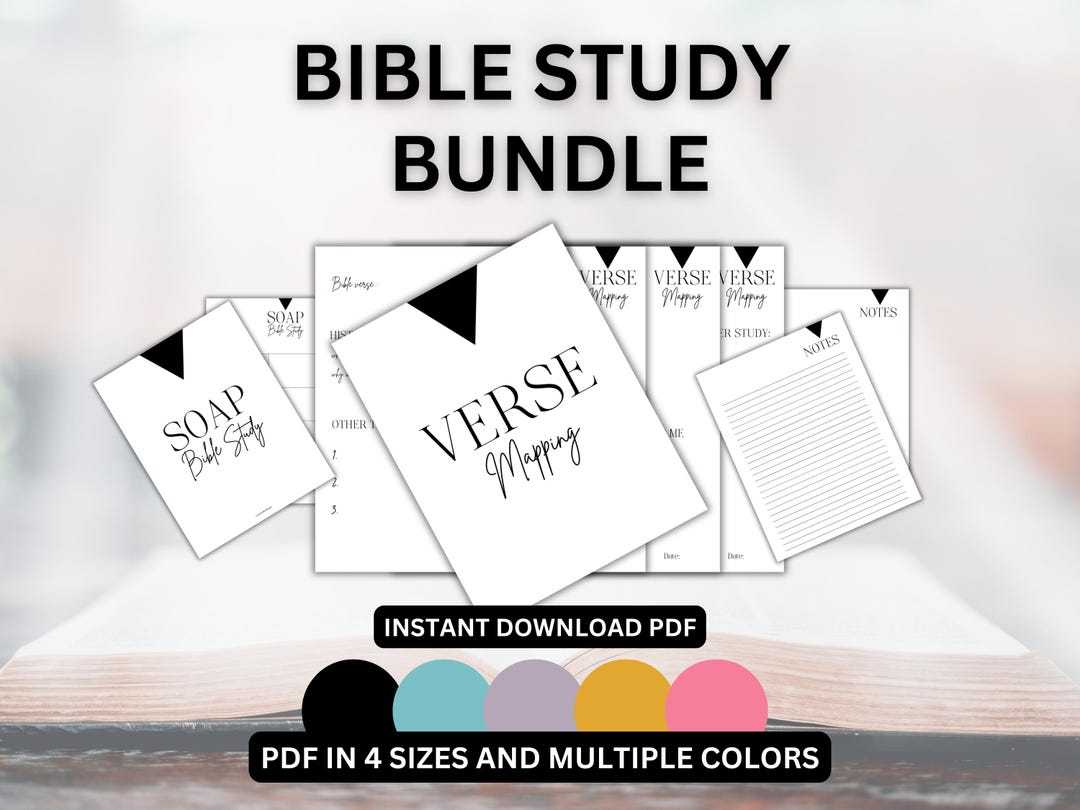 Printable Bible Study Worksheet Bundle Verse Mapping Study SOAP Method Bible Study Beginner ...