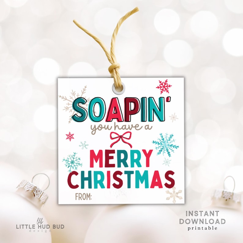 Printable Christmas Soap Gift Tag for Secret Santa Gift Idea for ...