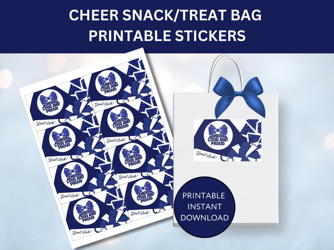 Cheer Snack Bag Tag Cheerleading Treat Bag Sticker for Cheer ...