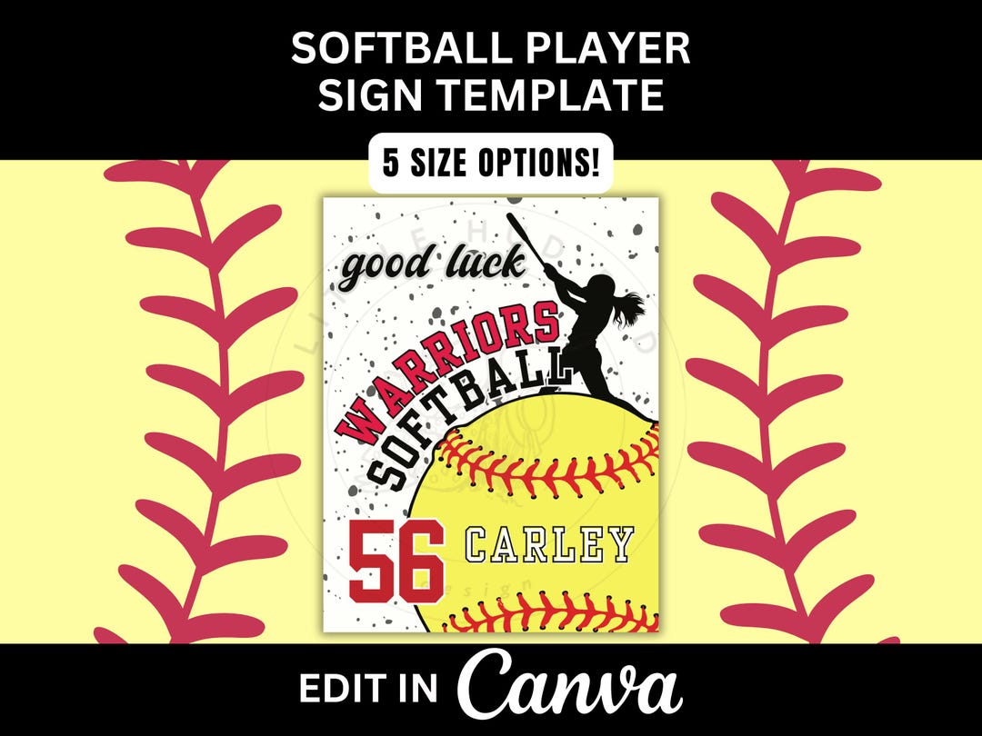Softball Locker Sign Template for Softball Hotel Door Sign for Team ...