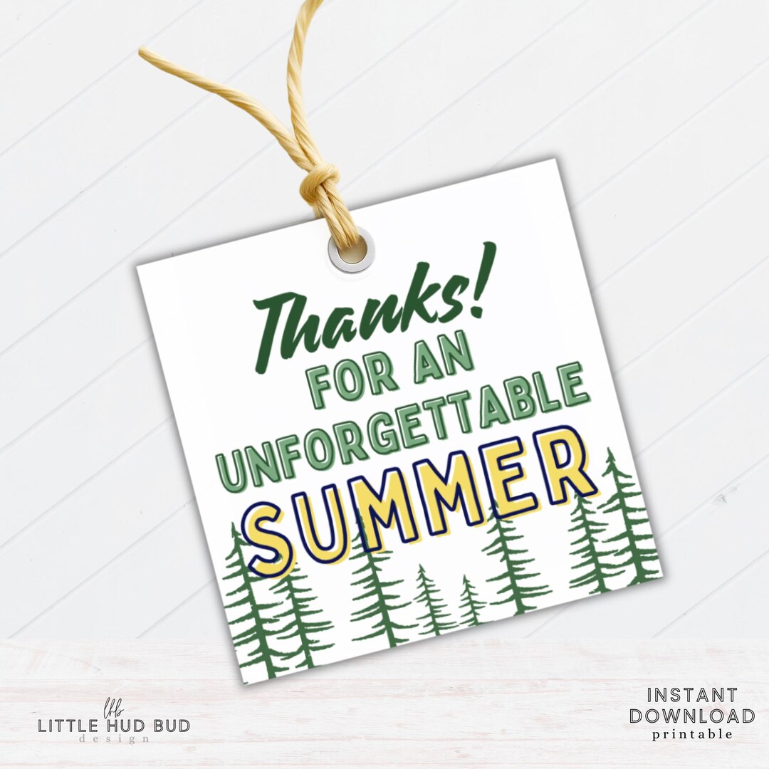 Printable Summer Camp Gift Tag for Camp Counselor Appreciation Gift for ...
