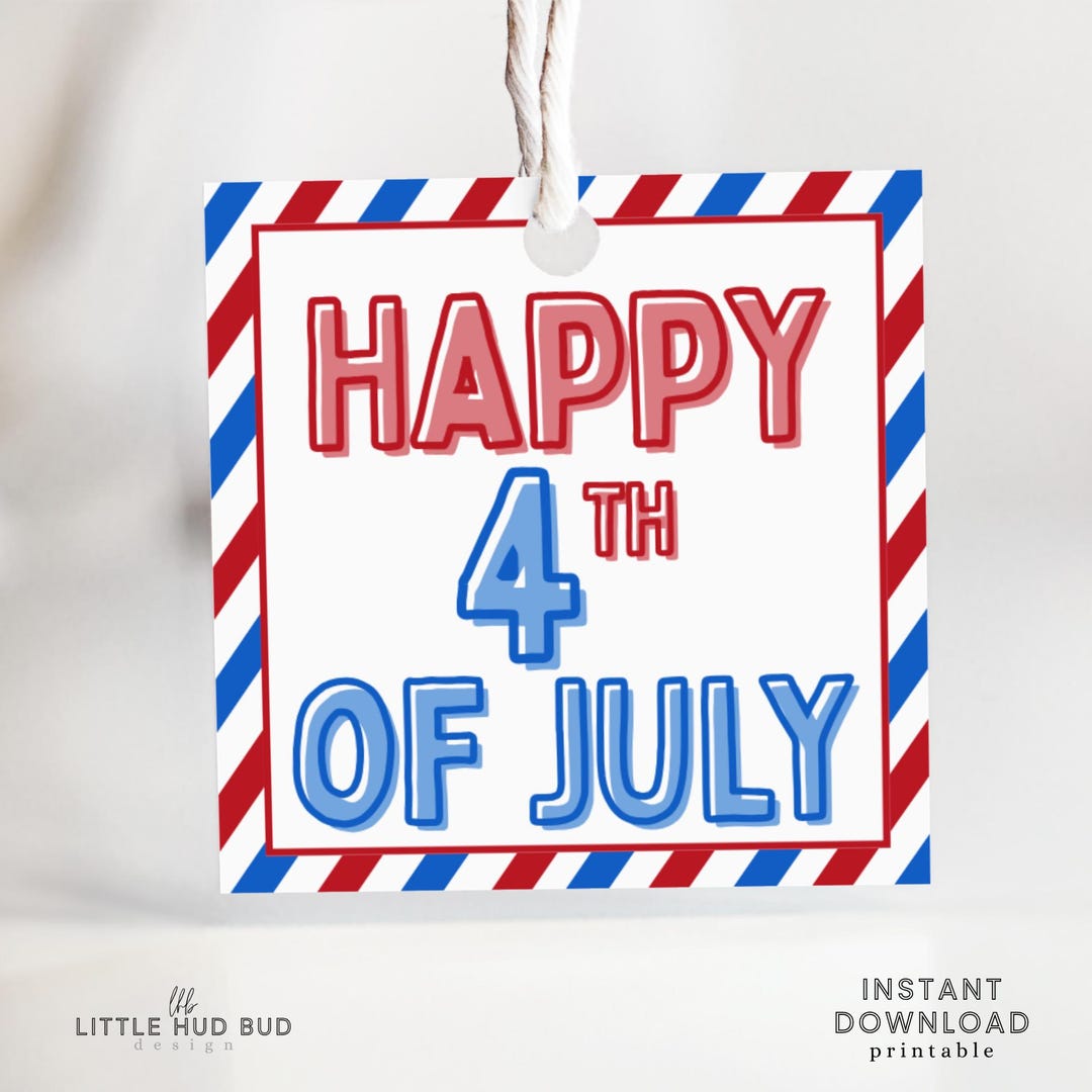 4th of July Tag for Fourth of July Party Favor Tags Happy 4th of July ...