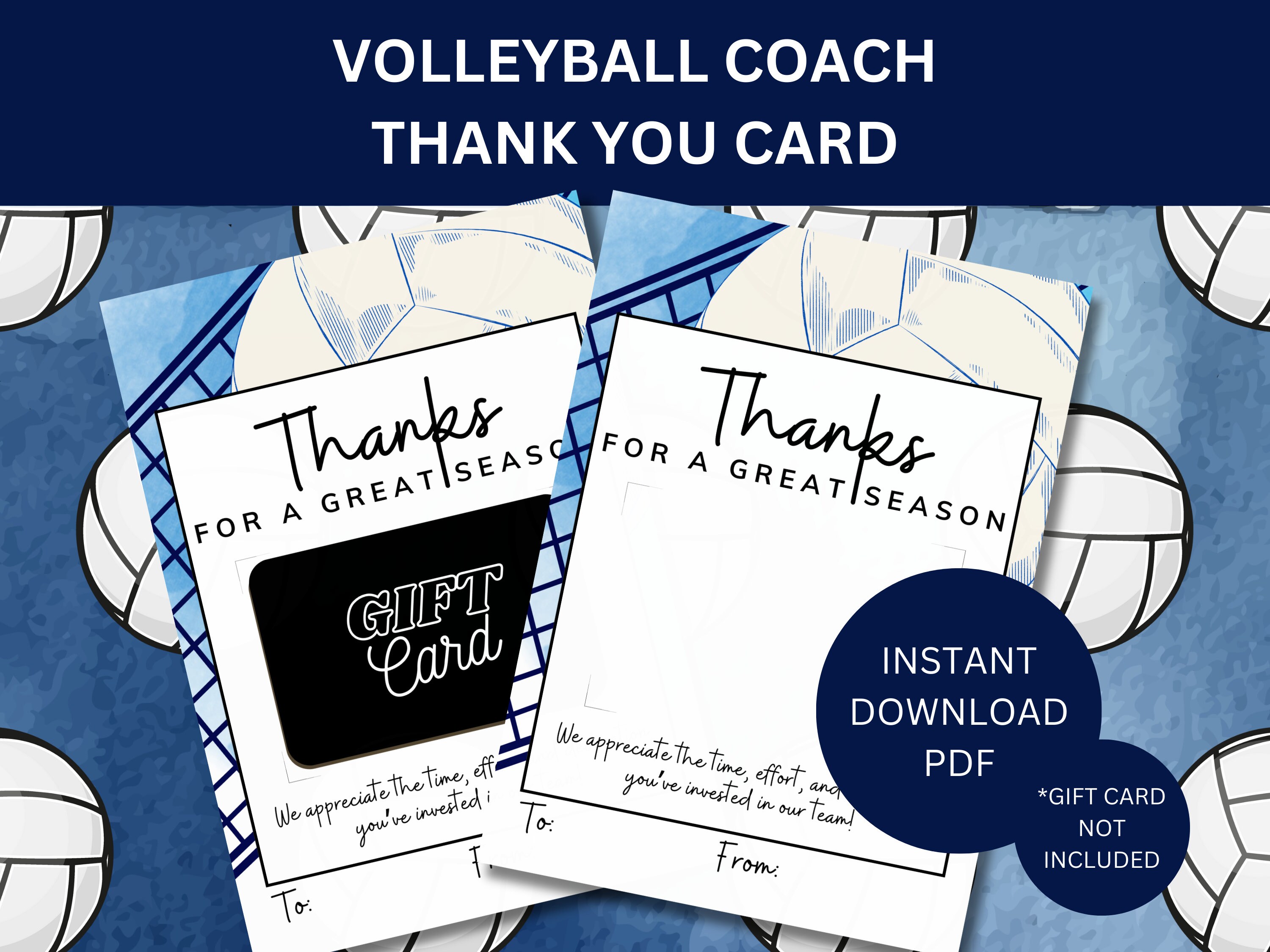 Volleyball Coach Thank You Card Volleyball Coach Gift Volleyball Coach ...