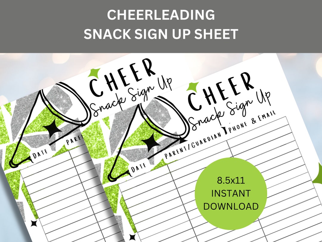Cheer Snack Sign up Sheet for Competition Game Day Snack Schedule for ...