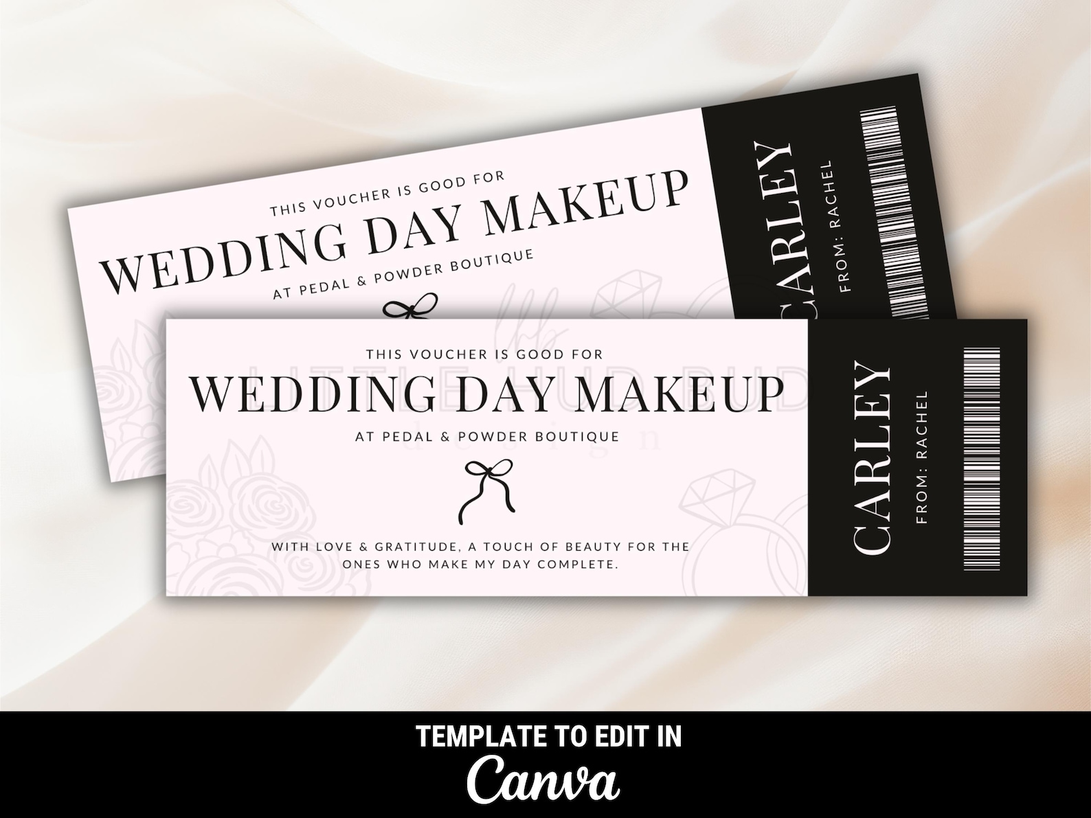 Editable Bridesmaids Makeup Voucher Template for Printable Bridal Party ...