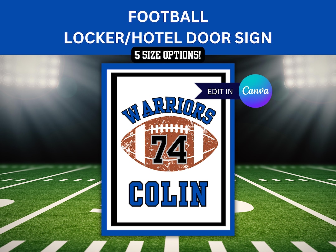 Football Player Locker Sign Template for Football Locker Room Pep Rally ...