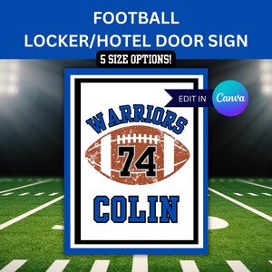 Football Player Locker Sign Template for Football Locker Room Pep Rally ...