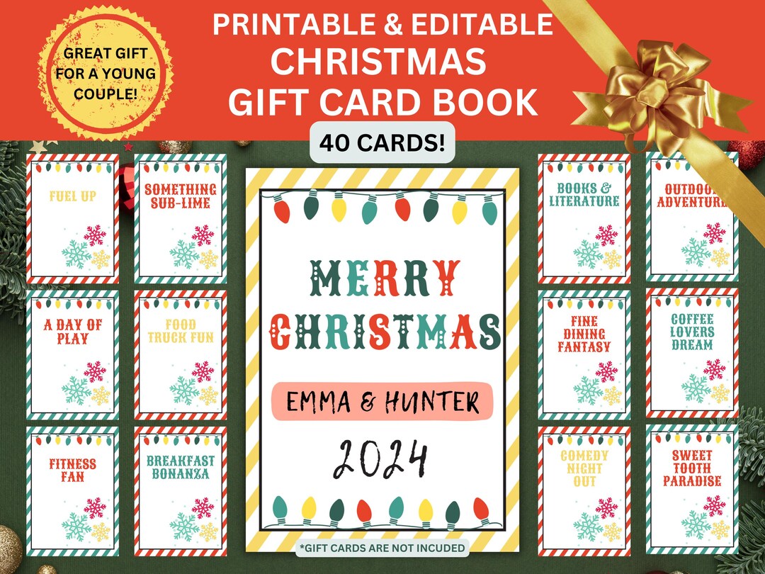 Family Christmas Gift Card Book for Young Couples Gift of Experience ...