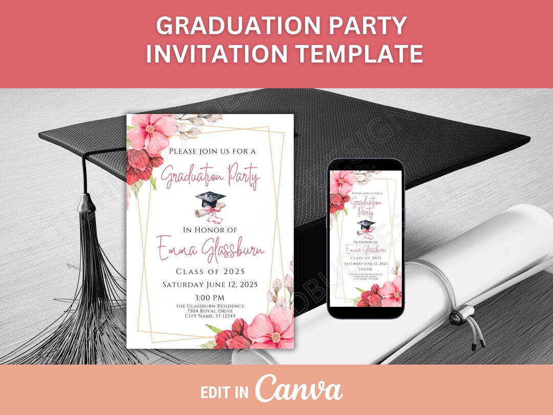 Graduation Party Invitation Template Editable Grad Party Invite for ...