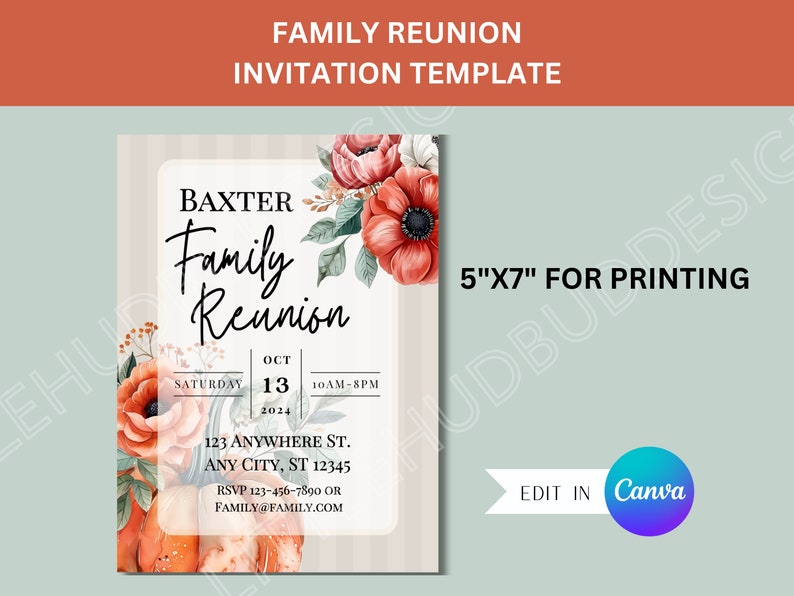 Fall Family Reunion Invitation Template Editable Family Reunion Invite ...