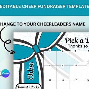 Editable Cheerleading Calendar Fundraiser for Cheer Pick a Date to ...