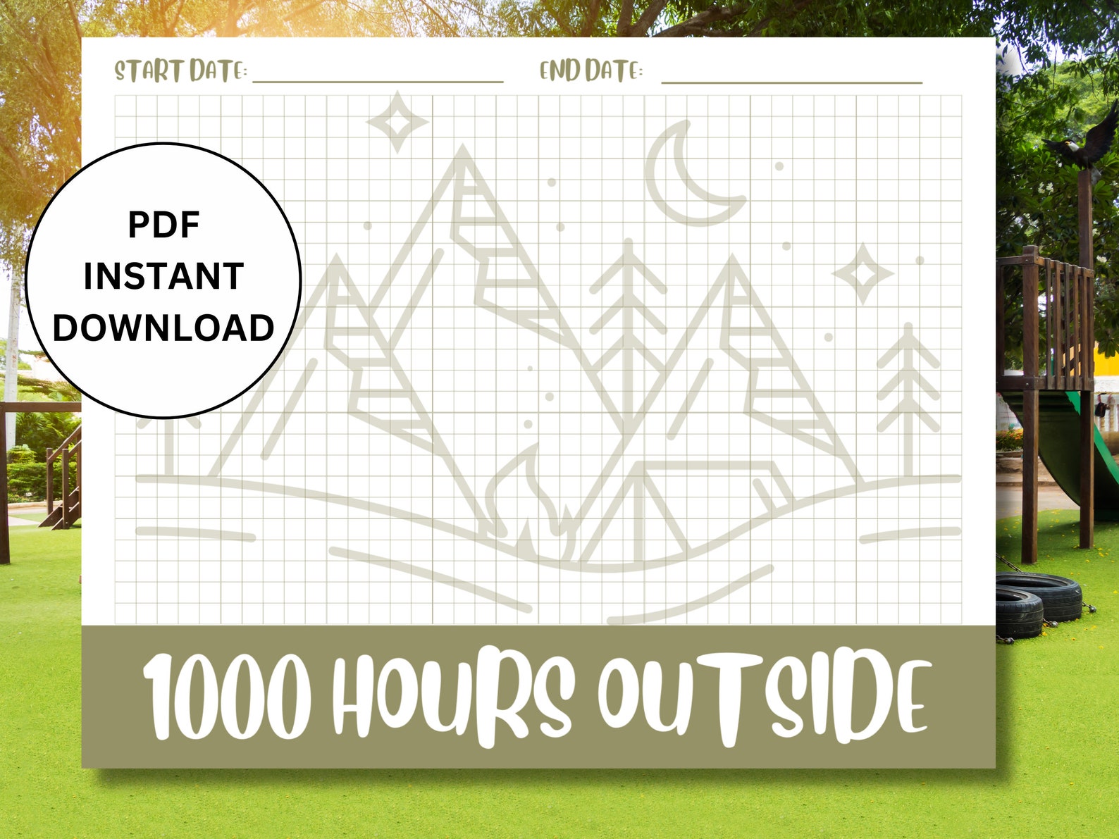 1000 Hours Outside Tracker Habit Tracker Outdoor Activity Log Outdoor ...